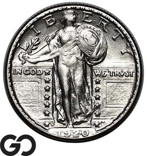 1920-S Standing Liberty Quarter, Choice AU++ Scarcer Date * AU ...