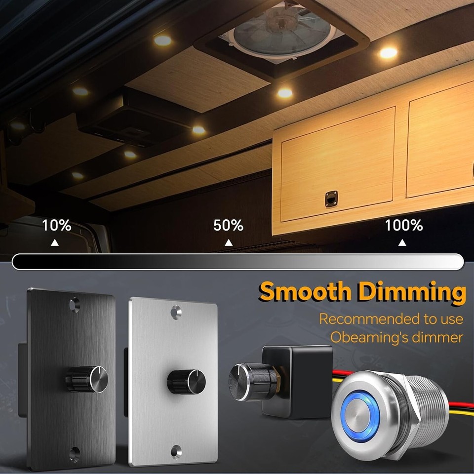 4 X DC 12V LED Downlights RV Campervan Recessed Ceiling Lights 2.5W ...