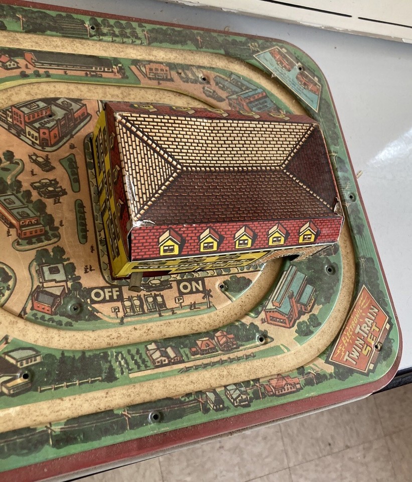 Woodhaven Tin Litho Electronic Twin Train Set Track Depot Base Only W ...