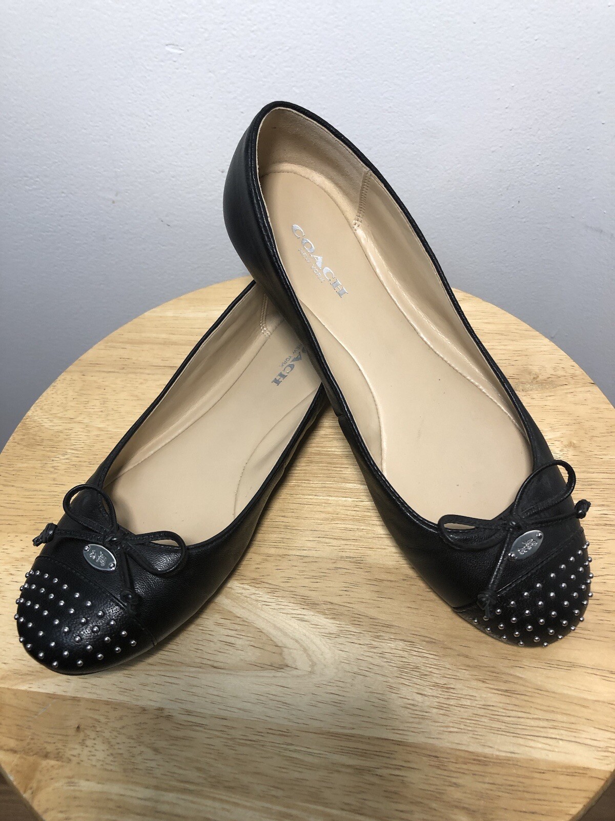 Coach Doreen Studded Leather Ballet Flats Size 6 - Gem