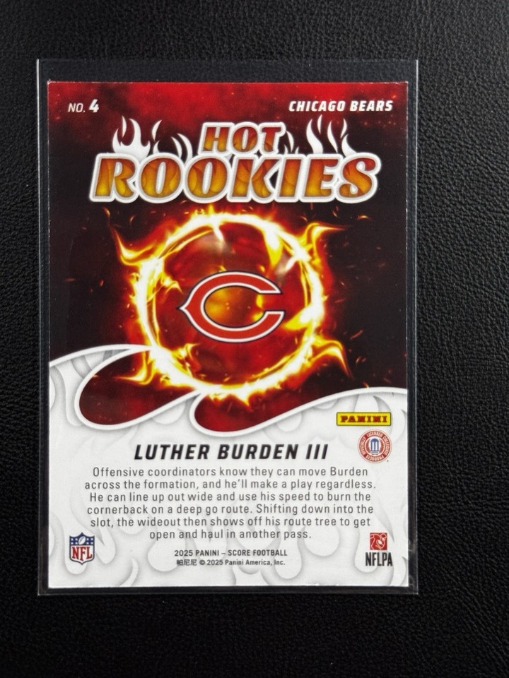 2025 Panini NFL Score #4 Luther Burden III RC Hot Rookie Insert Chicago ...