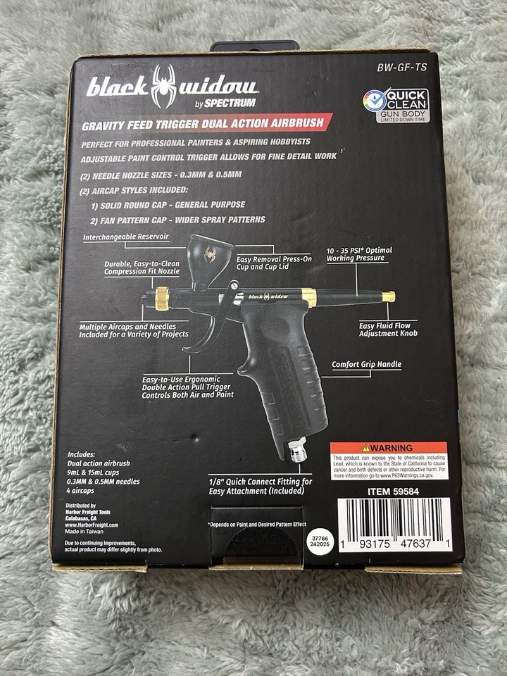 Black Widow (BW-GF-TS) - Gravity Feed Dual Action Trigger Airbrush ...