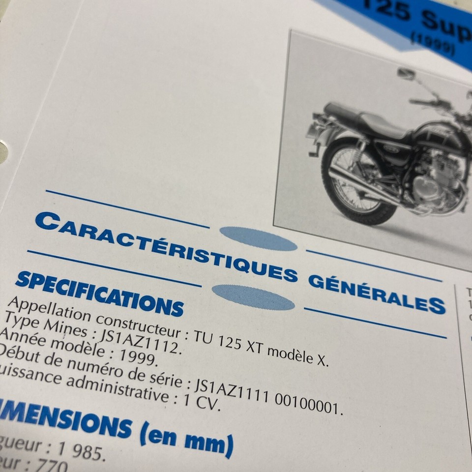 Suzuki 125 Super Classic 1999 TU125XT Scheda Tecnica Moto Pistone TU125 ...