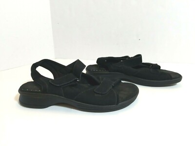 Clarks Springers Women's Black Suede Leather Ankle Strap Sandals Sz 9M ...