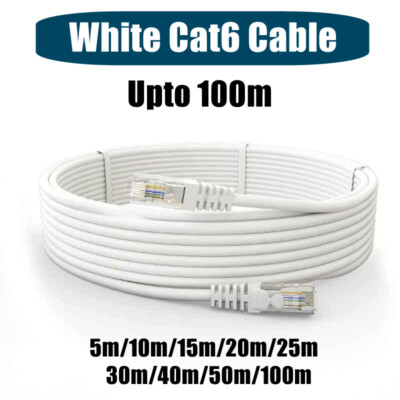 10m 15m 20m 30m 40m 50m 80m Cat6 Network Ethernet Cable Cables 100M ...