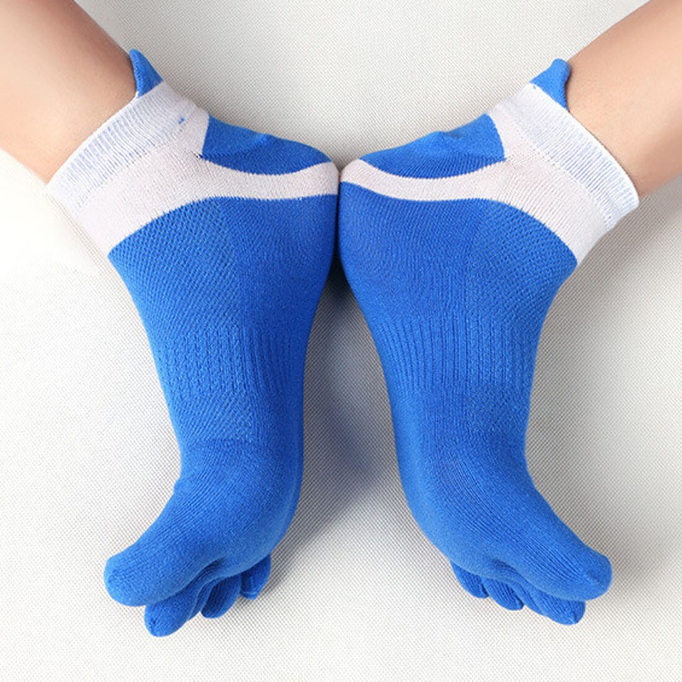 Mens Cotton Toe Socks Five Finger Solid Sport Ankle Breathe Low Cut ...