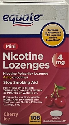 Nicotine Mini Lozenges 4mg, Cherry Flavor, 108ct, Exp 9/24 Opened Box ...