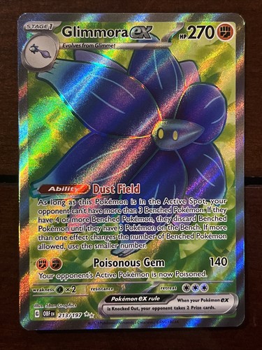Pokemon Obsidian Flames Glimmora EX 213/197 Full Art Secret Double Rare ...