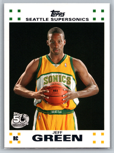 Jeff Green 2007-08 Topps Rookie Set Card #5 White Border Seattle ...