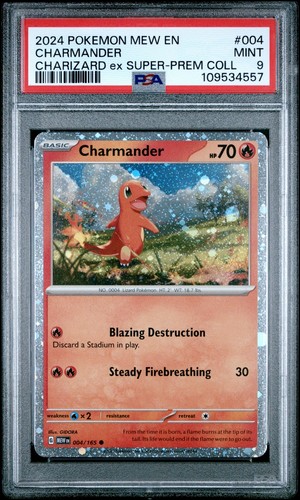 2024 POKEMON MEW EN-151 CHARIZARD EX SUPER-PREM COLL #004 CHARMANDER ...