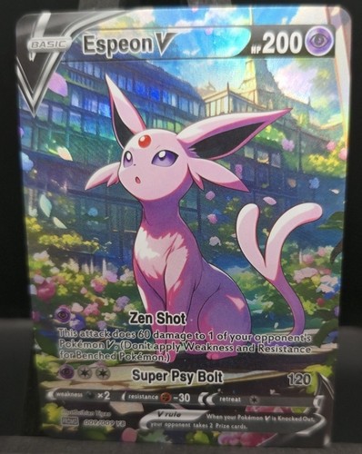 Pokemon Custom Holo Foil Card With Texture Espeon V Full Art | eBay