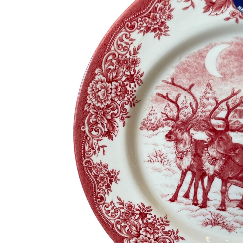 Royal Stafford Christmas SANTA'S SLEIGH RED Porcelain 8" Salad Plate ...