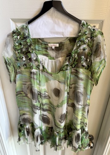 Sundance Flowy Floral Top XL Short Sleeve 100% Silk Elegant Chic Fairy ...