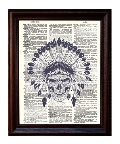 Native American Skull - Dictionary Art Print Printed On Authentic ...