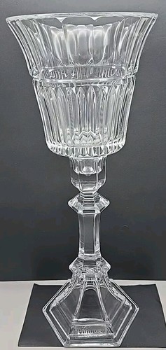 Lady Primrose 12" Clear Crystal Pedestal Pillar Candle Holder Hexagon ...