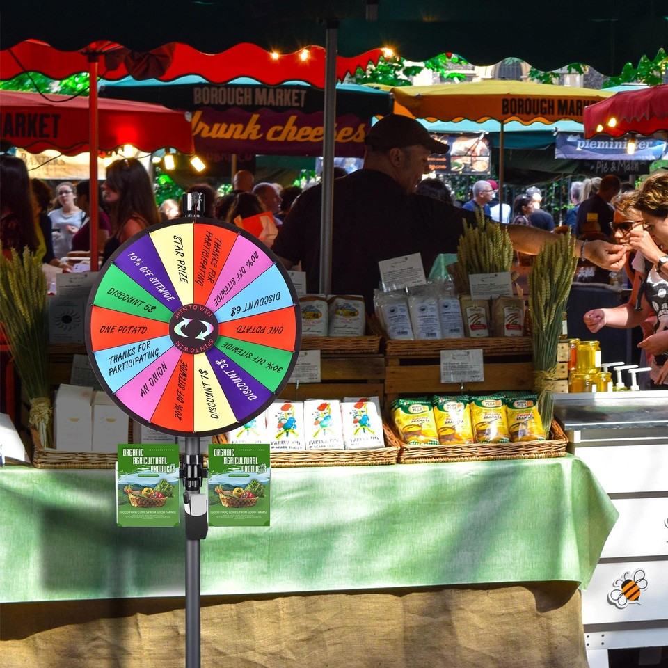 WinSpin 24" Dual Use 14 Slots Prize Wheel 41x25" Prize Drop Game Board ...