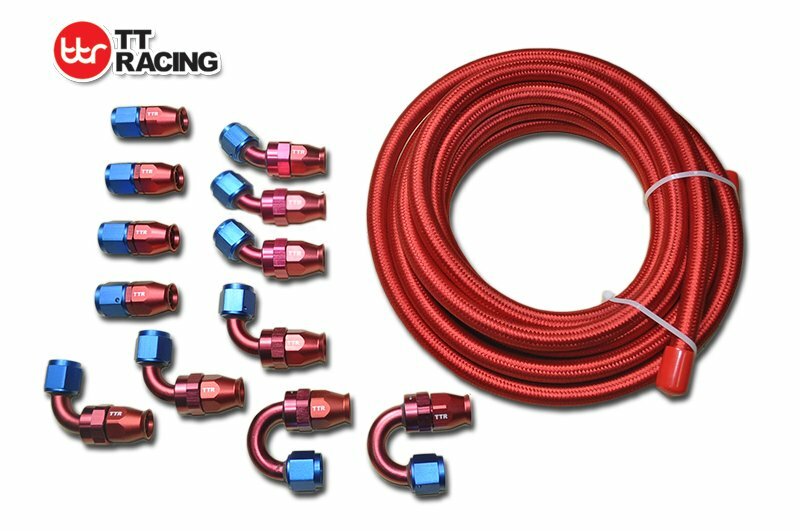 8AN -8AN Red Nylon PTFE Fuel Line 30FT Red 12 Fittings Hose Kit US | eBay