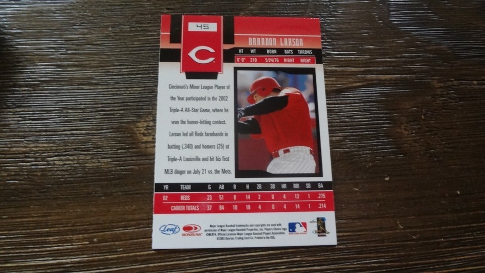 2003 LEAF CERTIFIED MATERIALS #45 BRANDON LARSON BASEBALL CARD | eBay