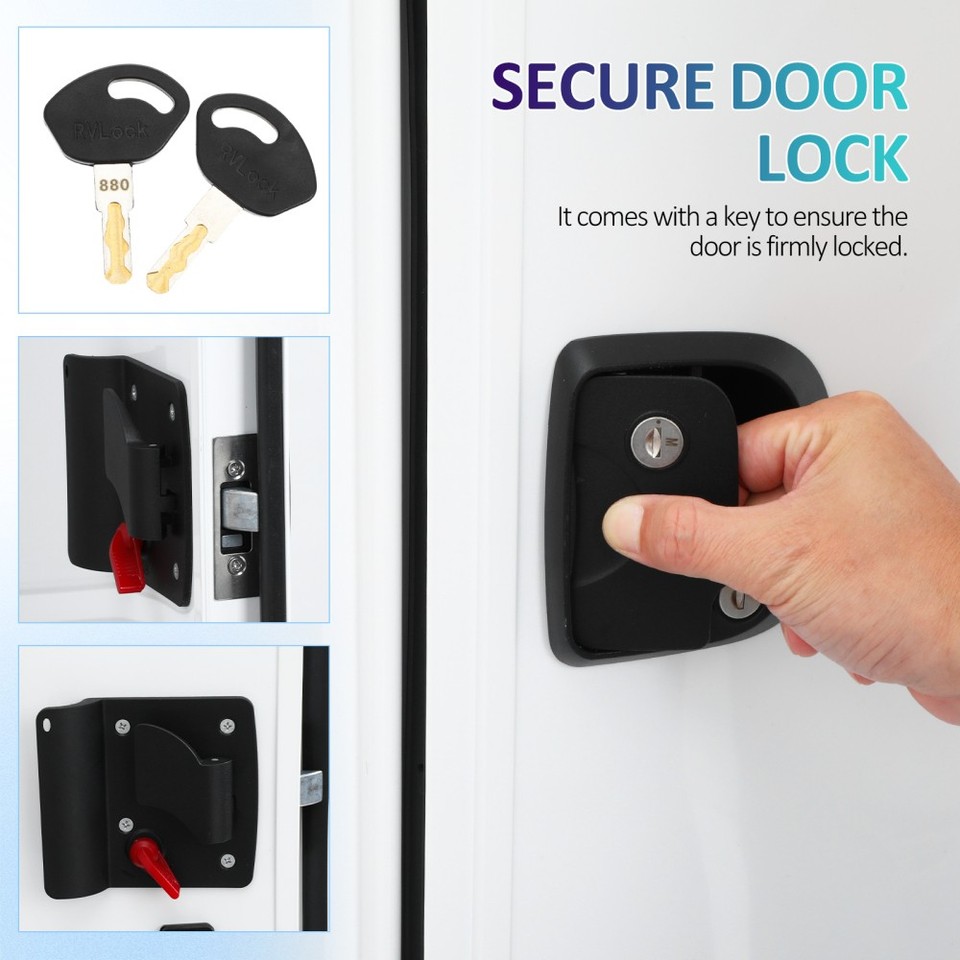 RV Entry Door Square Entrance Door White Camper w/ Screen Door Lock 26 ...