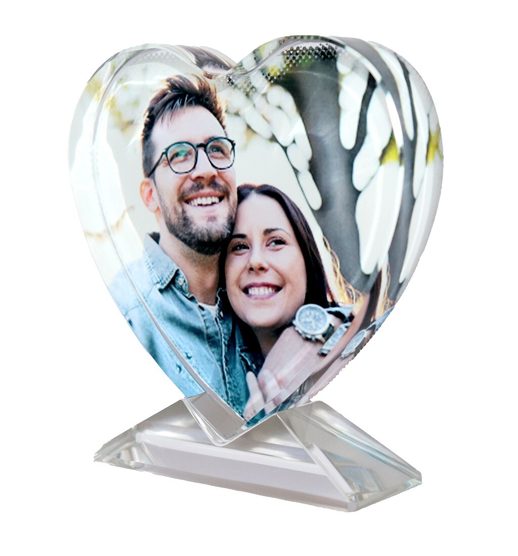 Personalised Love Heart Photo Crystal Glass Block | eBay UK
