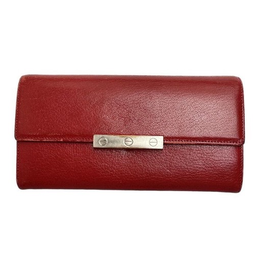 Cartier Love Collection Bi-fold Long Wallet Red Leather Vis Motif Logo ...