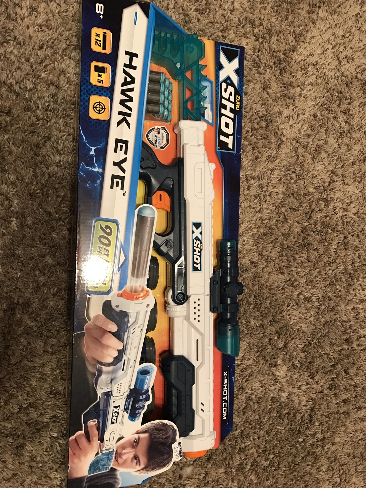 ZURU Xshot Hawk Eye Pump Action Dart Blaster 12 Darts 5 Cans 90ft/27m ...