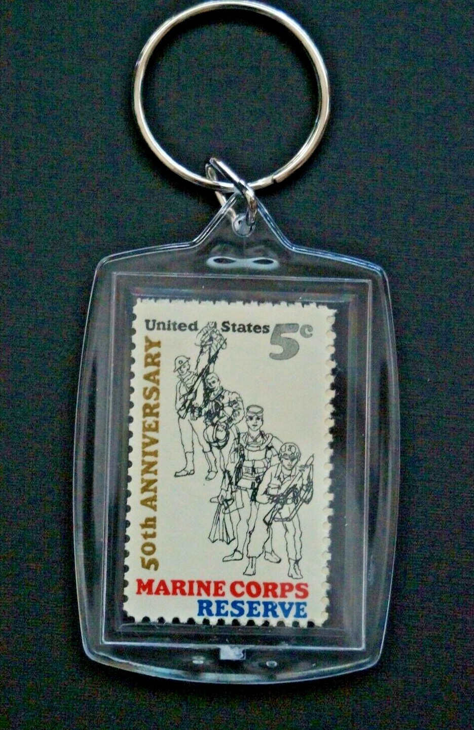 USMC Postage Stamp Keychain | #1315 – 1966 5c Marine Corps Reserve | eBay