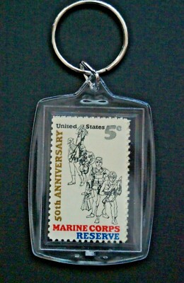 USMC Postage Stamp Keychain | #1315 – 1966 5c Marine Corps Reserve | eBay