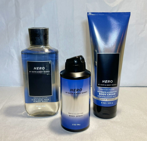 Bath and Body Works Hero Body Spray, Body Cream and Shower Gel Men’s 3 ...
