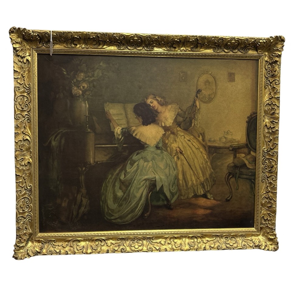 Girls At The Piano The Rehearsal Louis Jambor Antique Painting ...