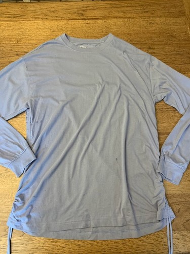 PINK Victoria’s Secret Blue Logo LARGE Campus Ruched Side Long Sleeve ...