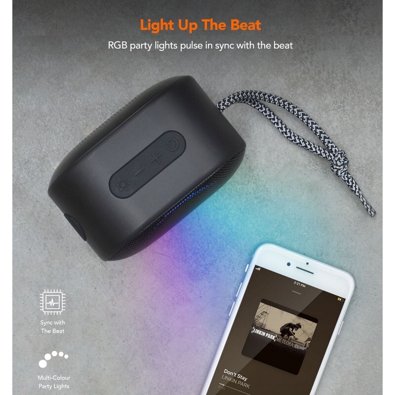 mbeat MB-BSP-B1 BUMP B1 IPX6 Bluetooth Speaker with Pulsing RGB Lights ...