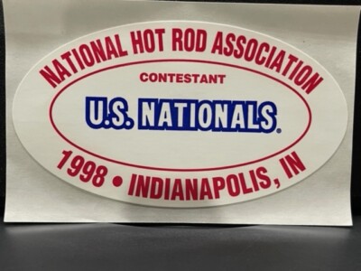 NHRA VRHTF 1998 US NATIONALS CONTESTANT DIE CUT STICKER 5" X 2 3/4 ...
