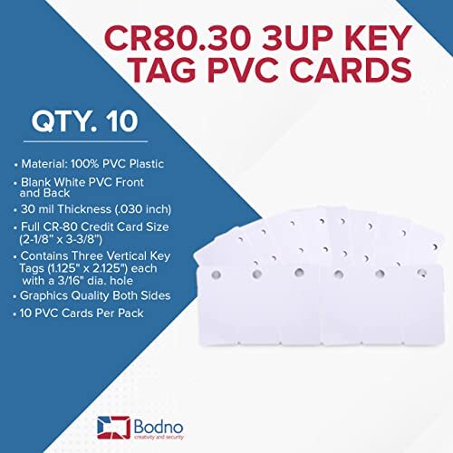 Bodno 3up Key Tags for All ID Card Printer PVC Cards - 10 Pack | eBay