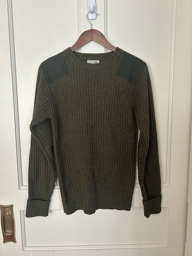 LL Bean Merino Wool Ribbed Knit Commando Sweater Mens Size Small Green Outdoor | eBay