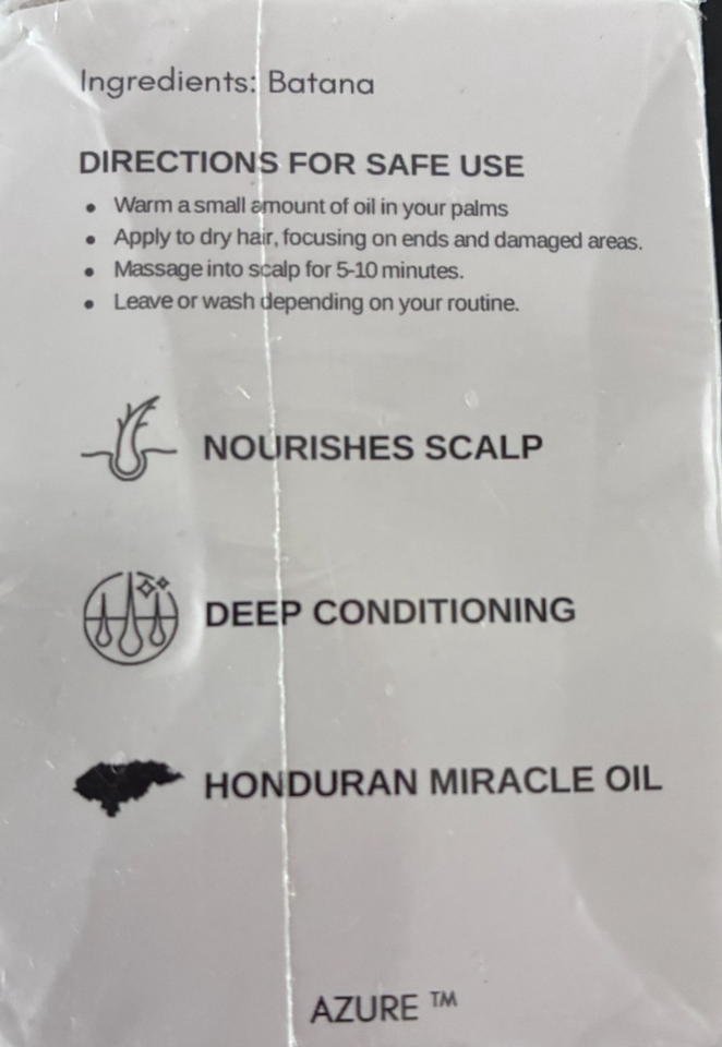 Azure 100% Pure Batana Oil, Honduran Miracle Oil, 4oz EXP 11/2028 (NEW ...