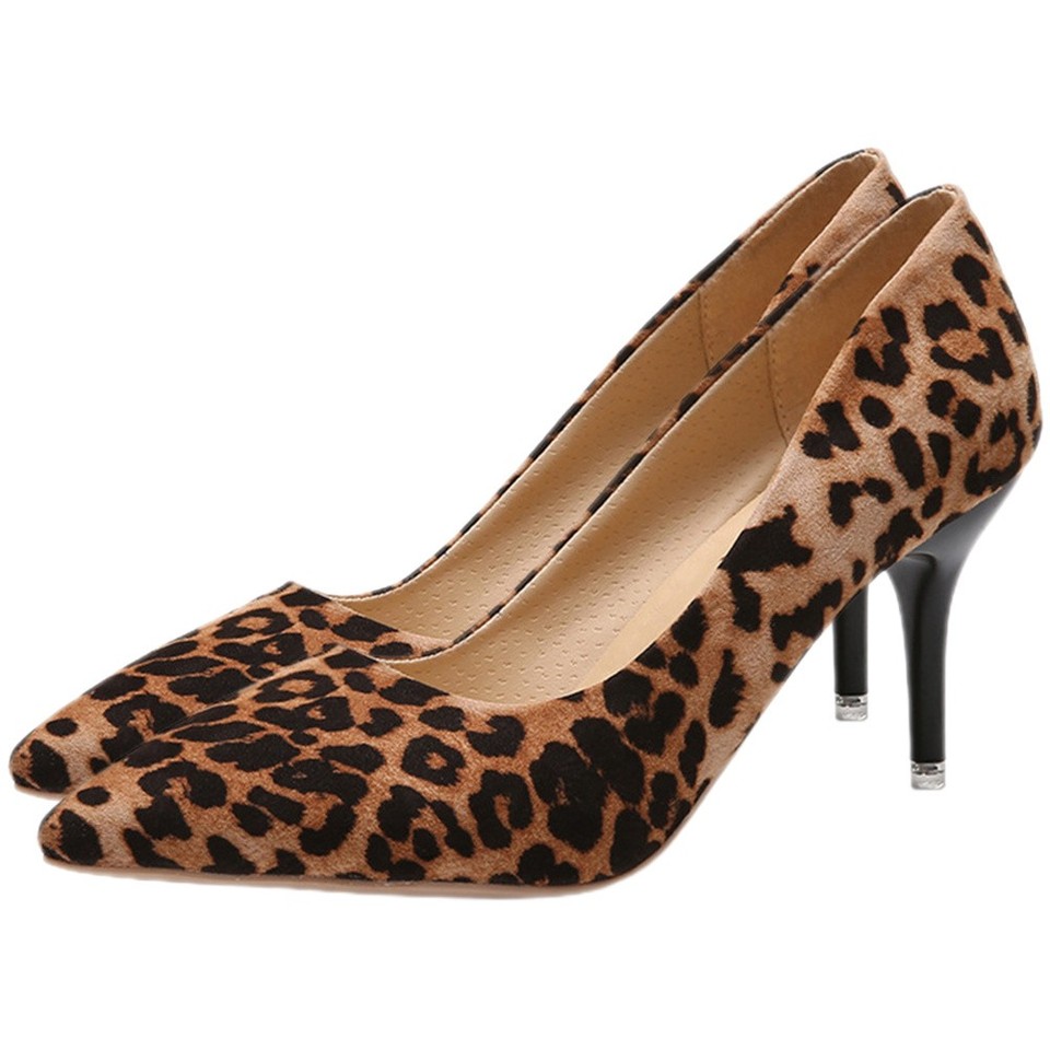 Leopard Print Women Pumps High Heel Single Shoes Pointed Toe Chic ...