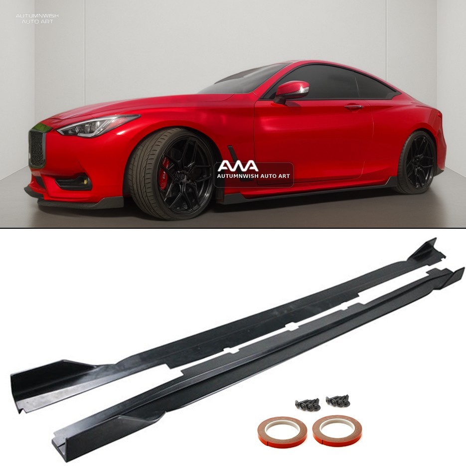 For 17-22 Infiniti Q60 Side Skirt Winglet Extension PU Lip Splitter ...