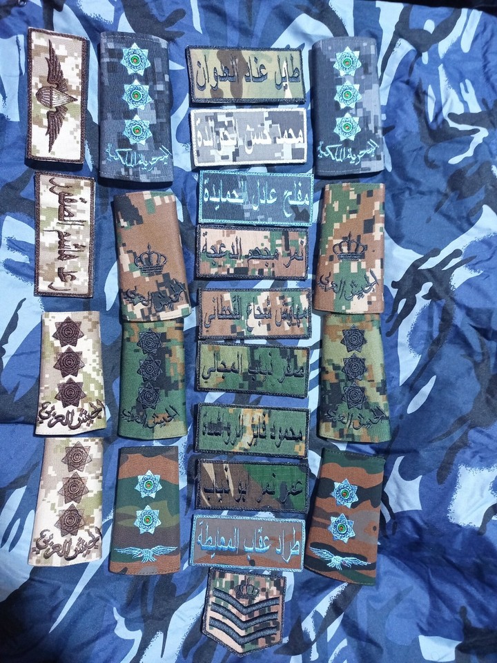 Jordanian Armed Forces Uniform Patches Ranks Names Tapes Rare Jordan ...