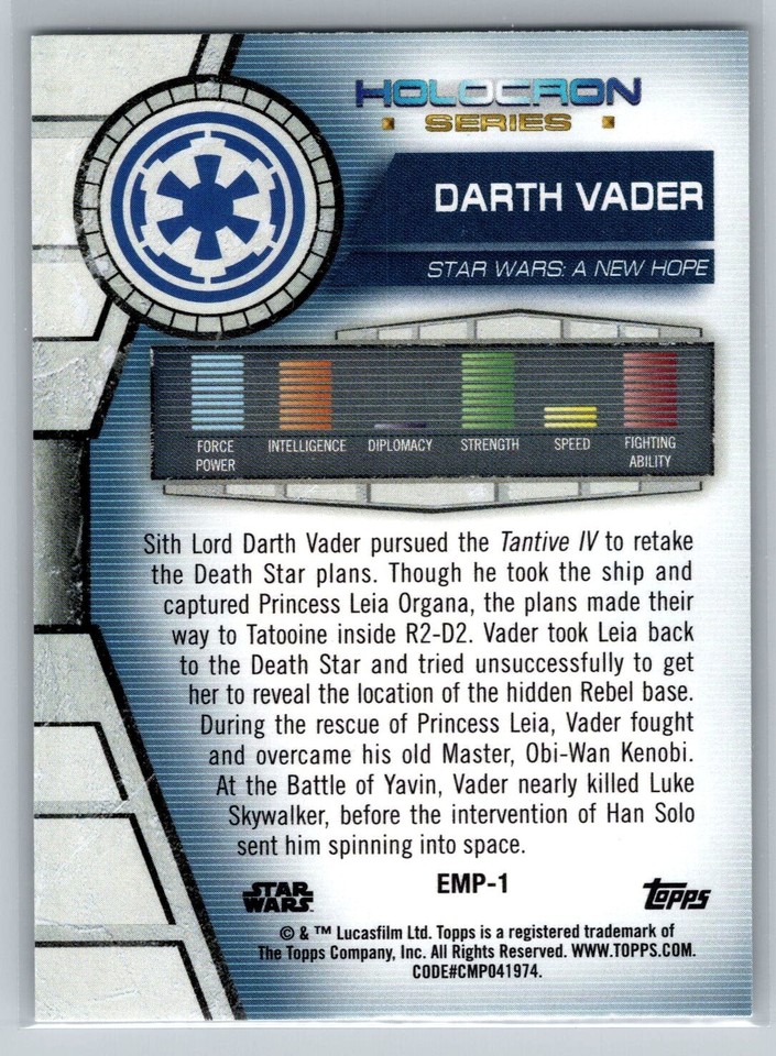 Star Wars 2020 Holocron Series Star Wars: A New Hope Darth Vader #EMP-1 ...