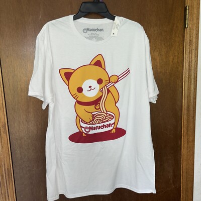 Maruchan Men's Ramen Noodle Cat Instant Lunch Graphic T-Shirt Adult 2XL ...