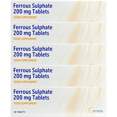 Ferrous Tablets 200mg - Anemia, Iron Supplement - 28 Tablets x 5 PACK ...