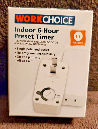 New Work Choice Indoor 6-Hour Preset Timer - turns on at 7 PM and off ...