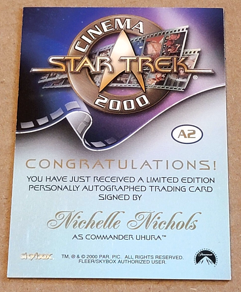 Skybox Star Trek Cinema 2000 A2 Nichelle Nichols Autograph | eBay