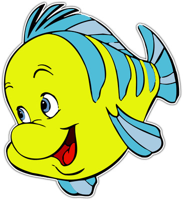 Flounder Little Mermaid Kids Cartoon Car Bumper Window Sticker Decal 4 ...