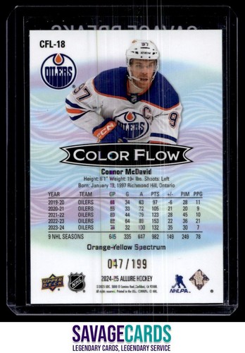2024-25 UD Allure Color Flow Spectrum Orange-Yellow Connor McDavid /199 ...