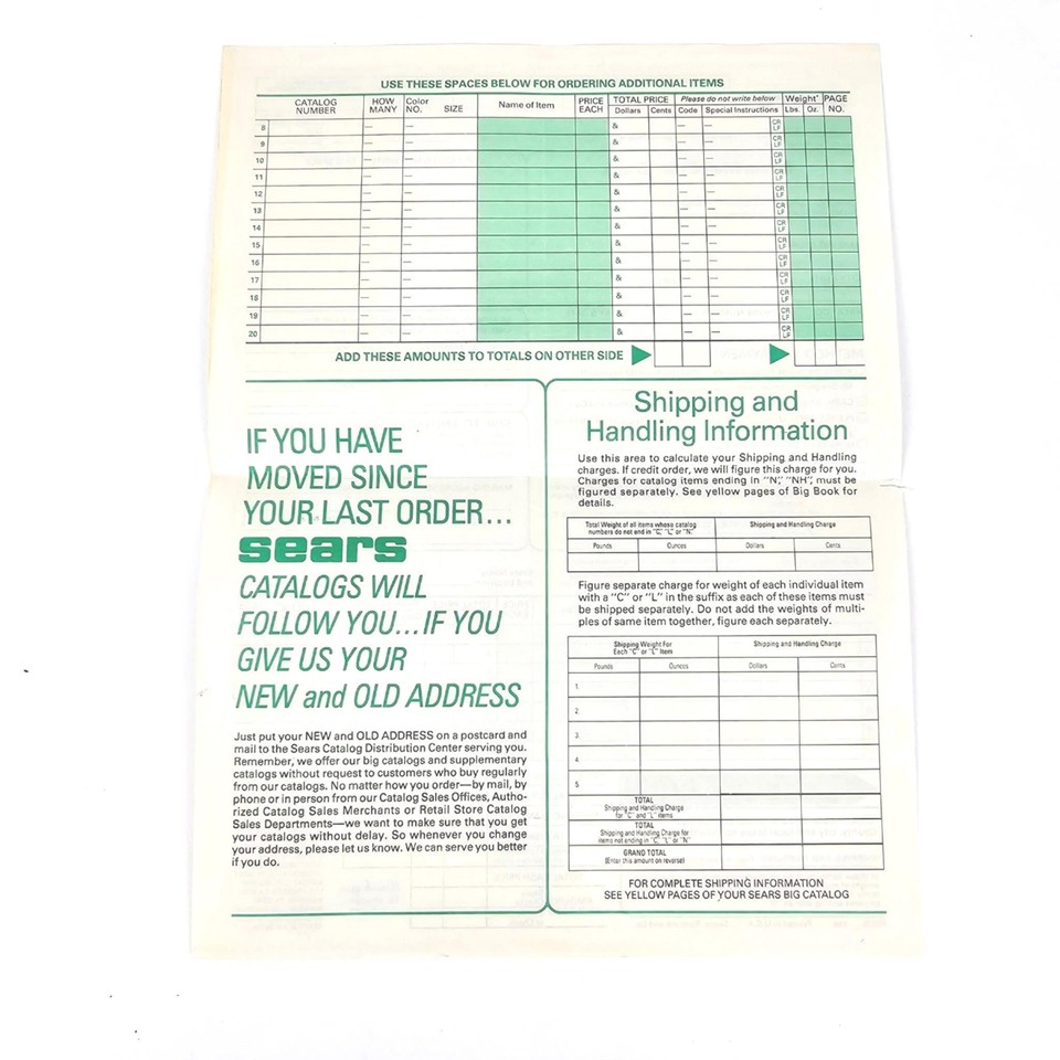 Sears Catalog Insert 1983 Wish Book Order Form Direct Mail | eBay