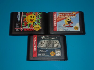Sega Genesis Lot Ms. Pac-Man Pac-Man 2 New Adv. Williams Arcade's ...
