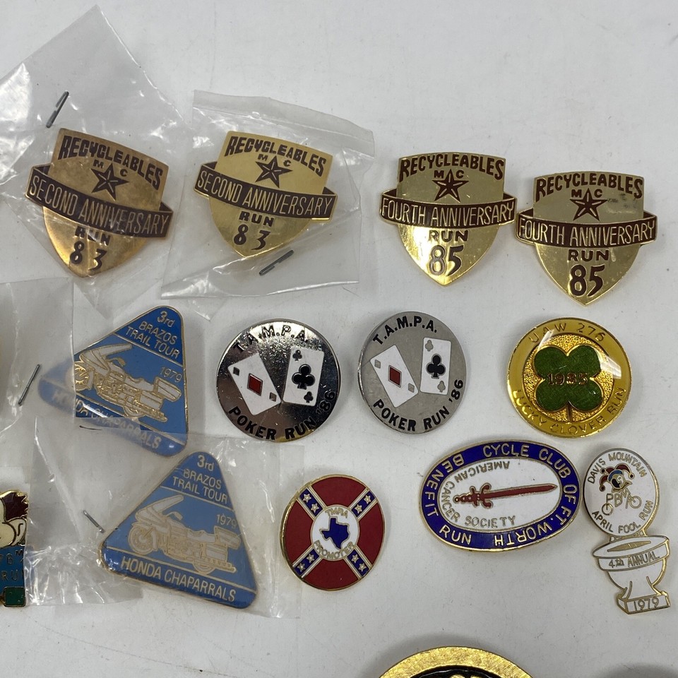 vintage motorcycle pins lot Texas Dallas Poker Recycleables Poker Run ...