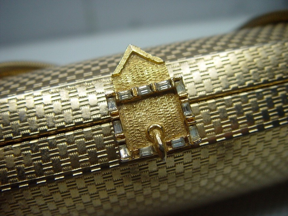 Vintage Metallic Gold Hard Case Clutch Bag | eBay